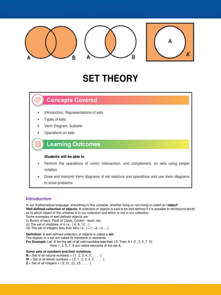 JEE 8th - Set Theory | PDF | Set (Mathematics) | Numbers