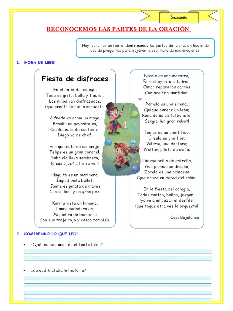 E09 Ficha D3 Com Reconocemos Las Partes de La Oracion | PDF