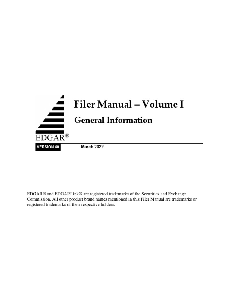 Efmvol1 Edgar Manual | PDF