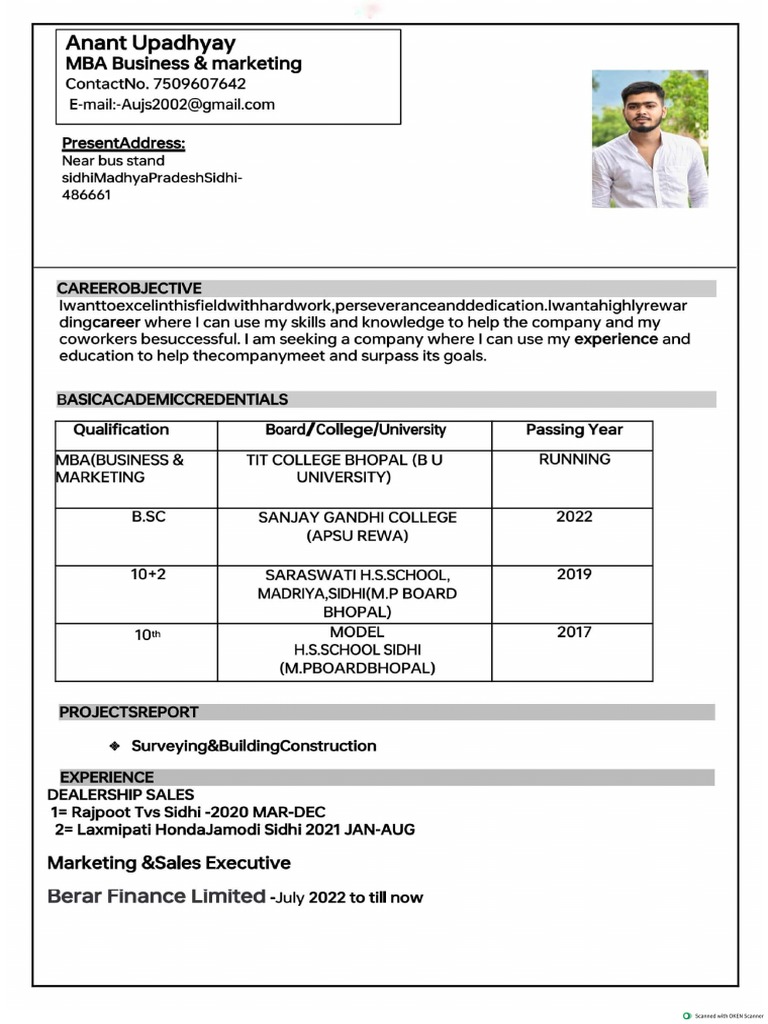 Cv Res Anant Upadhyay Pdf
