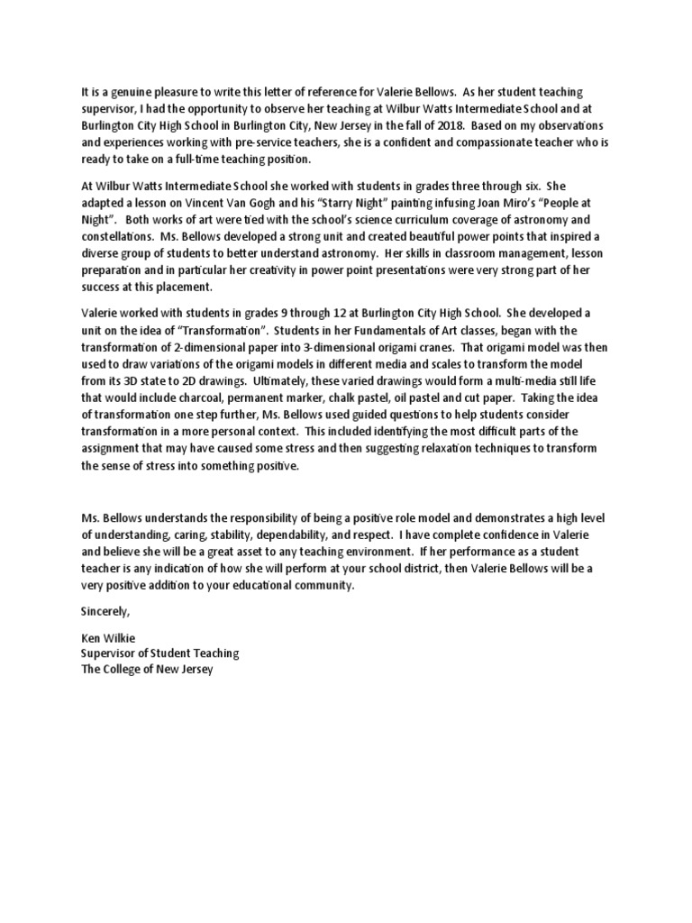 Valerie Bellows Teaching Reference | PDF | Teachers | Drawing