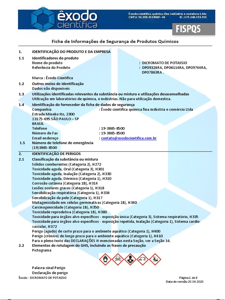 Dicromato de Potassio | Download grátis PDF | Águas residuais ...