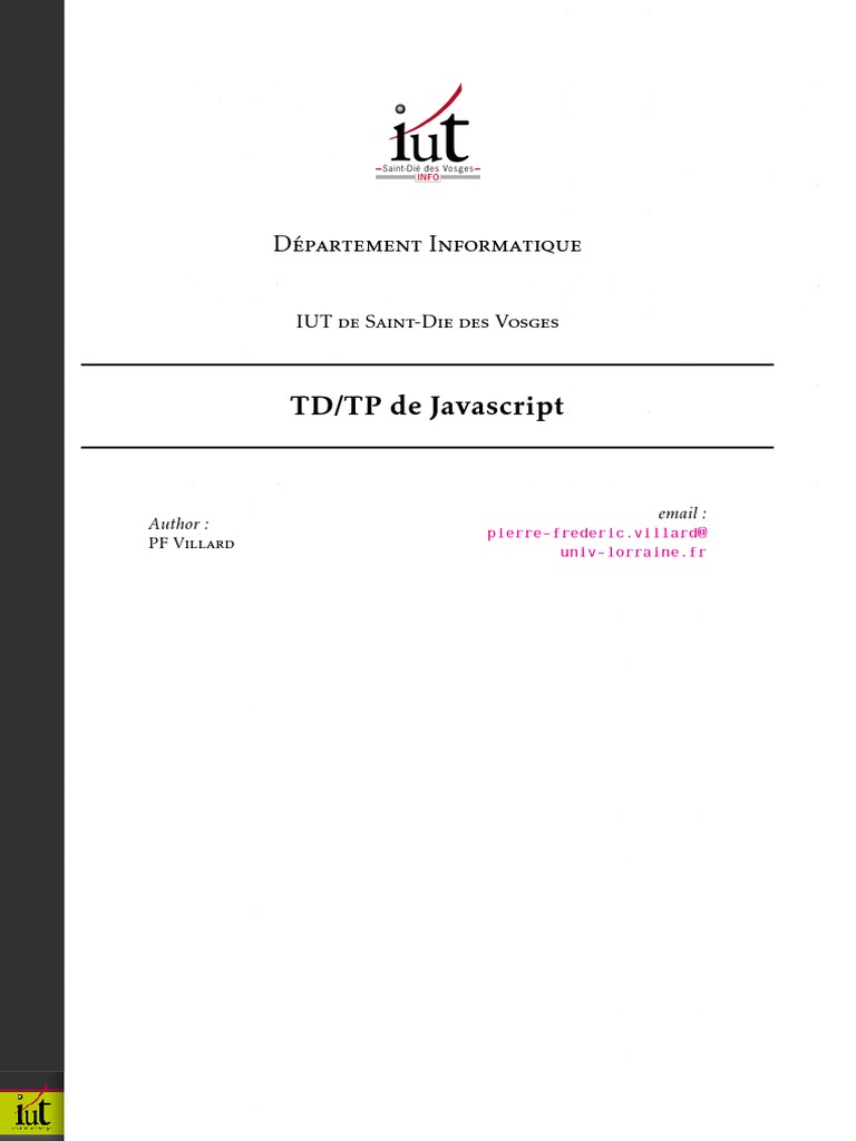 TDTP Javascript | PDF | JavaScript | Langage de balisage