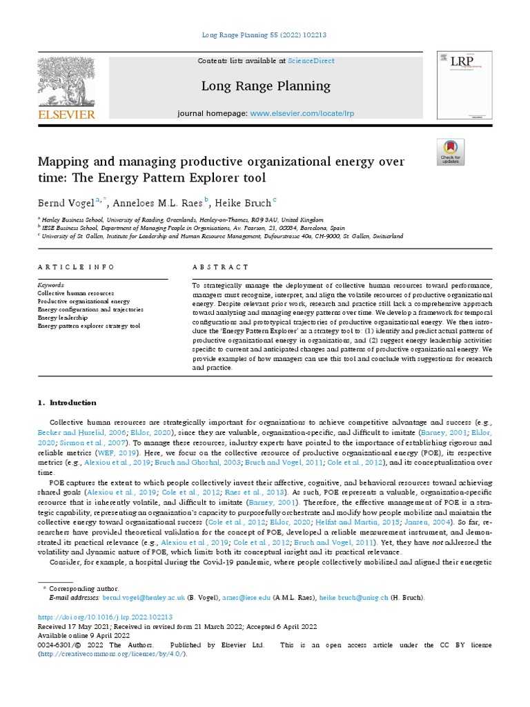Mapping and Managing Productive Organizational Energy Over - 2022 ...