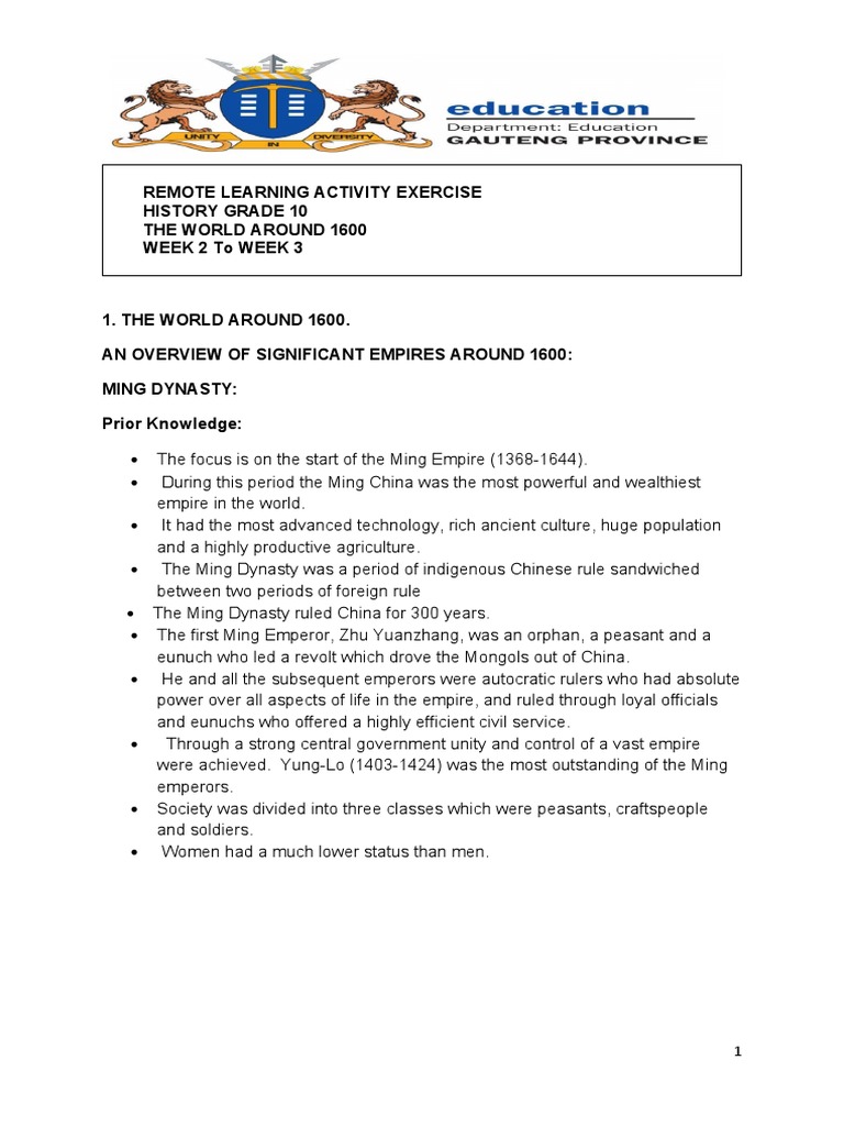 Grade 10 RELAB ACTIVITIES Docm PDF Second Boer War Age Of Discovery