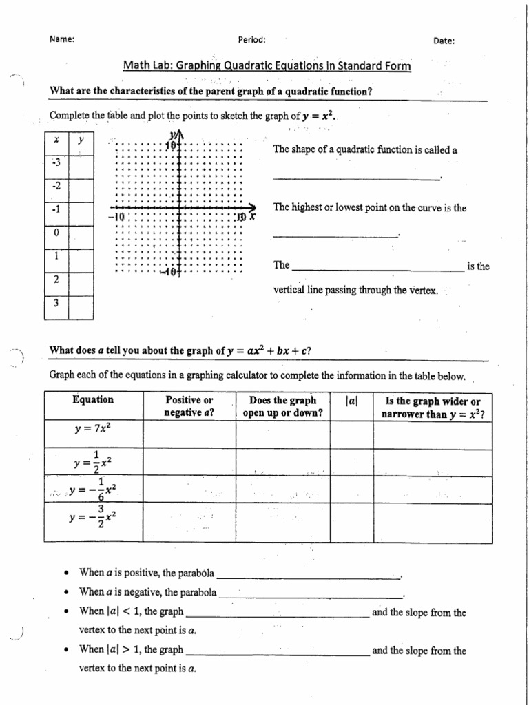 Graphing Quadratics Standard Form | PDF