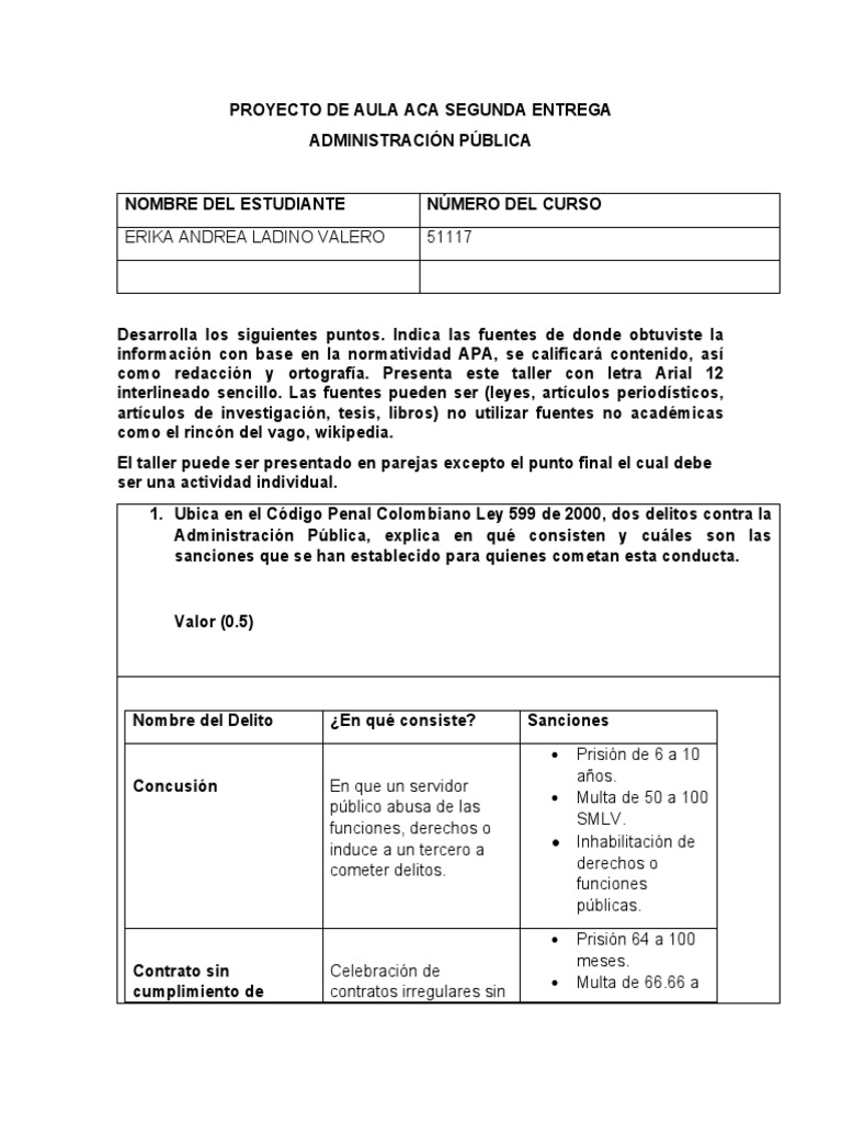 Proyecto de Aula Aca Segunda Entrega Administración Pública | PDF | Gobierno