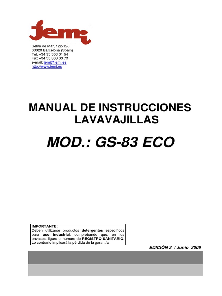 Manual de Instrucciones Lavavajillas | Descargar gratis PDF | Lavavajillas | Agua