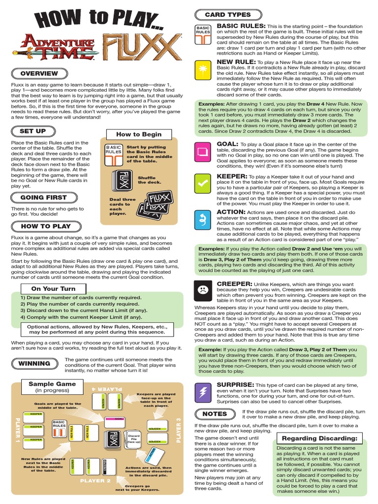 Fluxx Adventure Rules | PDF