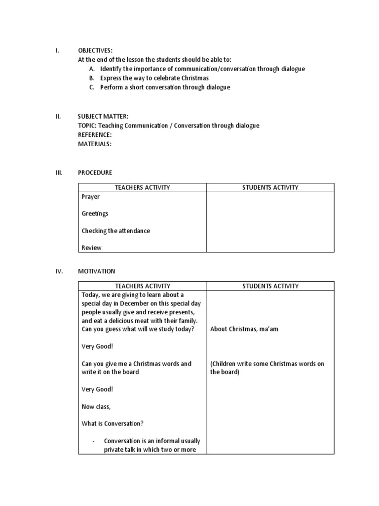 Lessn Plan | PDF | Communication | Conversation