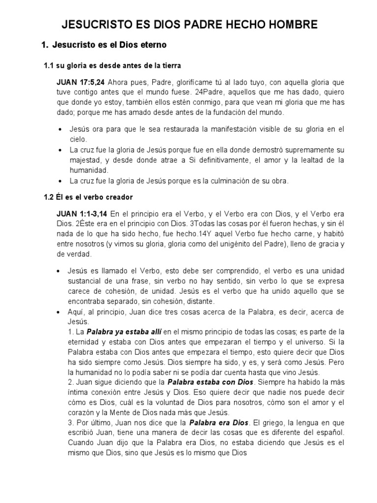 Jesucristo Es Dios Padre Hecho Hombre | PDF | Jesús | Dios
