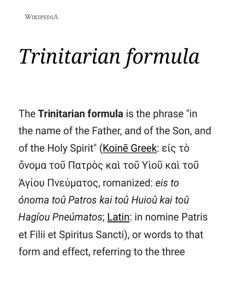 Understanding the Trinitarian Formula | PDF | Christianity Related ...