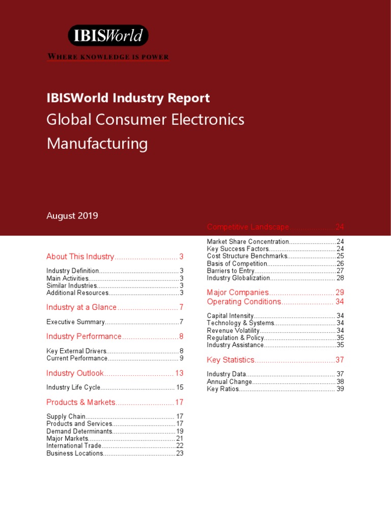 C2525-GL Global Consumer Electronics Manufacturing Industry Report | PDF | Economic Growth ...