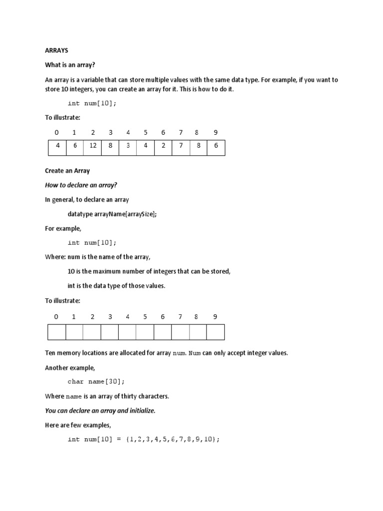 6 Arrays. | PDF | Integer (Computer Science) | Data Type