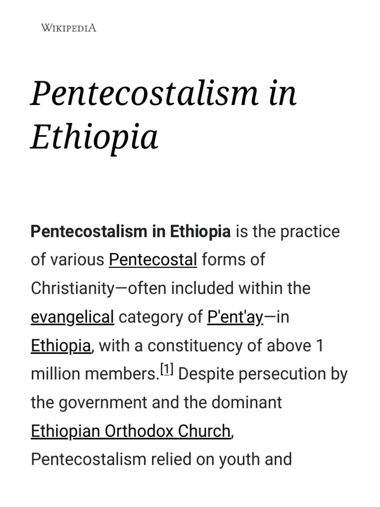 Pentecostalism in Ethiopia - Wikipedia | PDF | Protestant ...