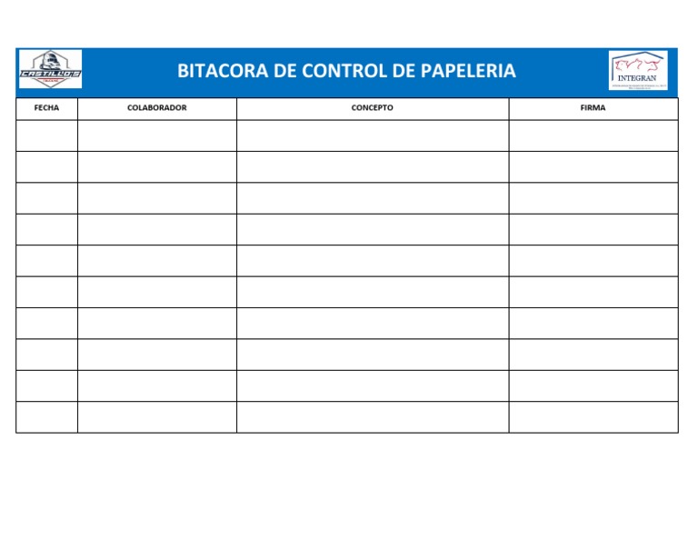 Bitacora de Control de Papeleia | PDF