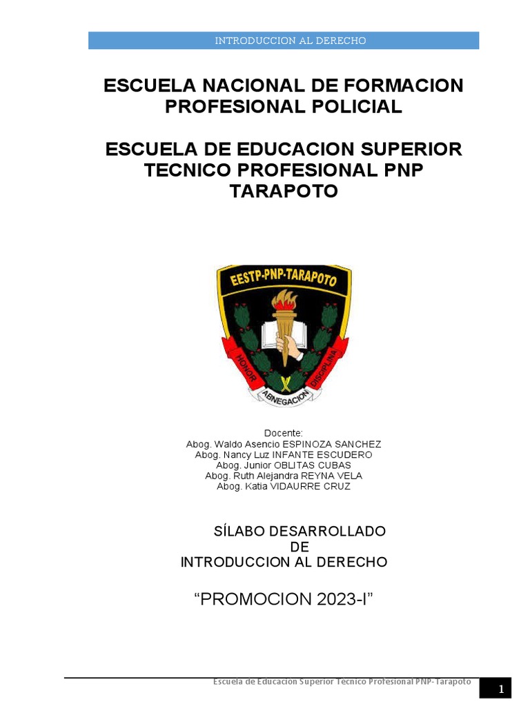 Silabo Introduccion Al Derecho - Eestp PNP 2023 | PDF | Fuentes del ... Silabo Introduccion Al Derecho - Eestp PNP 2023 | PDF | Fuentes del ...