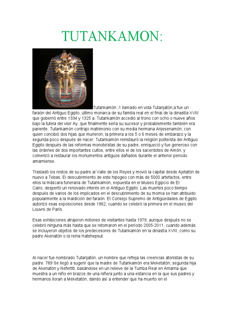 Todo Sobre Tutankamon | PDF | Tutankamón | Akhenaton Todo Sobre Tutankamon | PDF | Tutankamón | Akhenaton