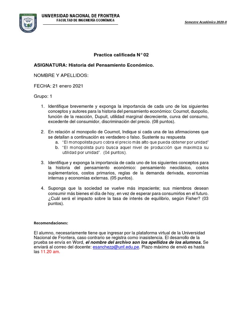 Practica Calificada 02 | PDF