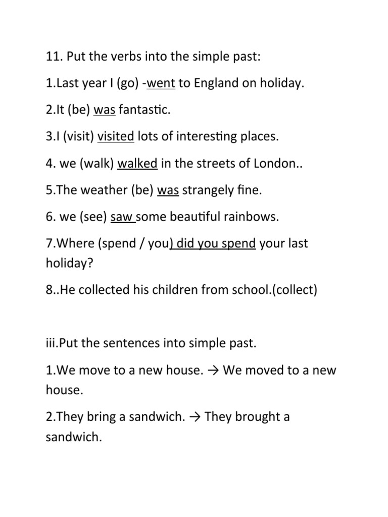 Past Tense-Simple Notes | PDF