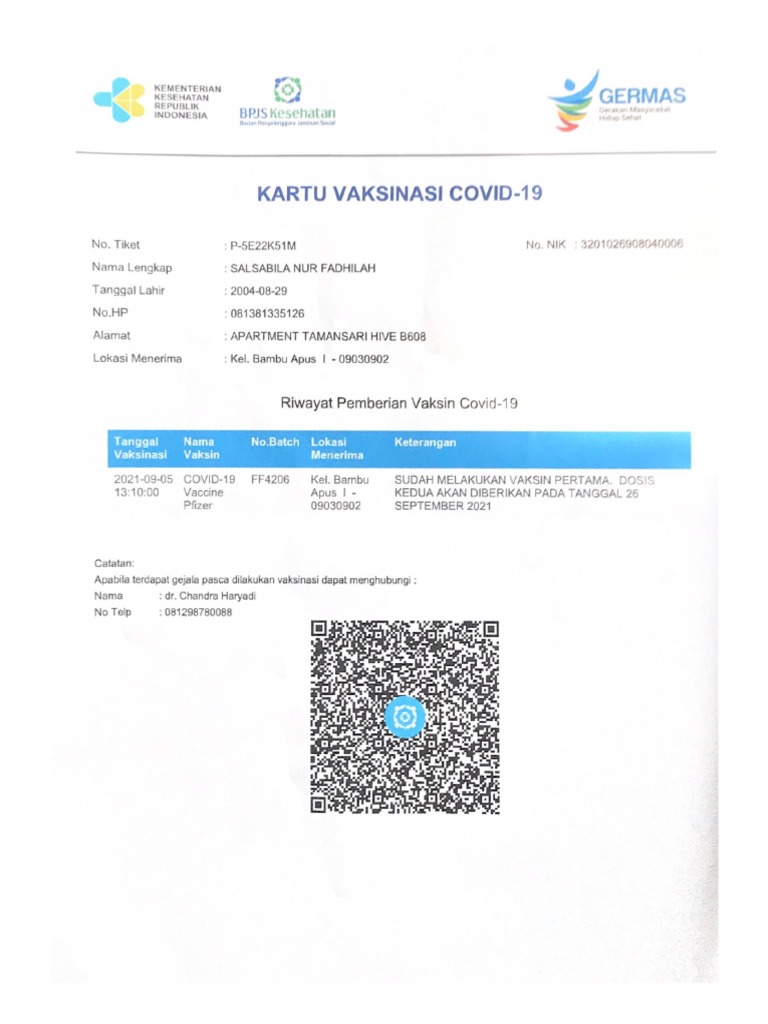 Kartu Vaksinasi Covid 19 Pdf