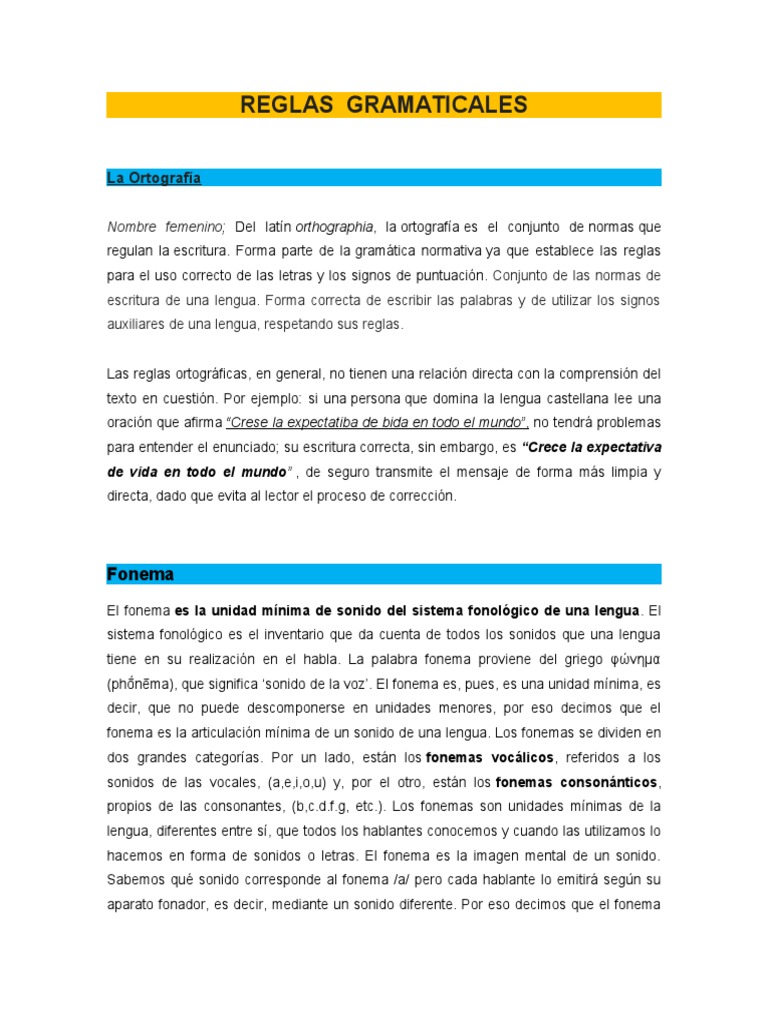 Reglas Gramaticales y Ortografía en Español | PDF | Alfabeto | Fonética