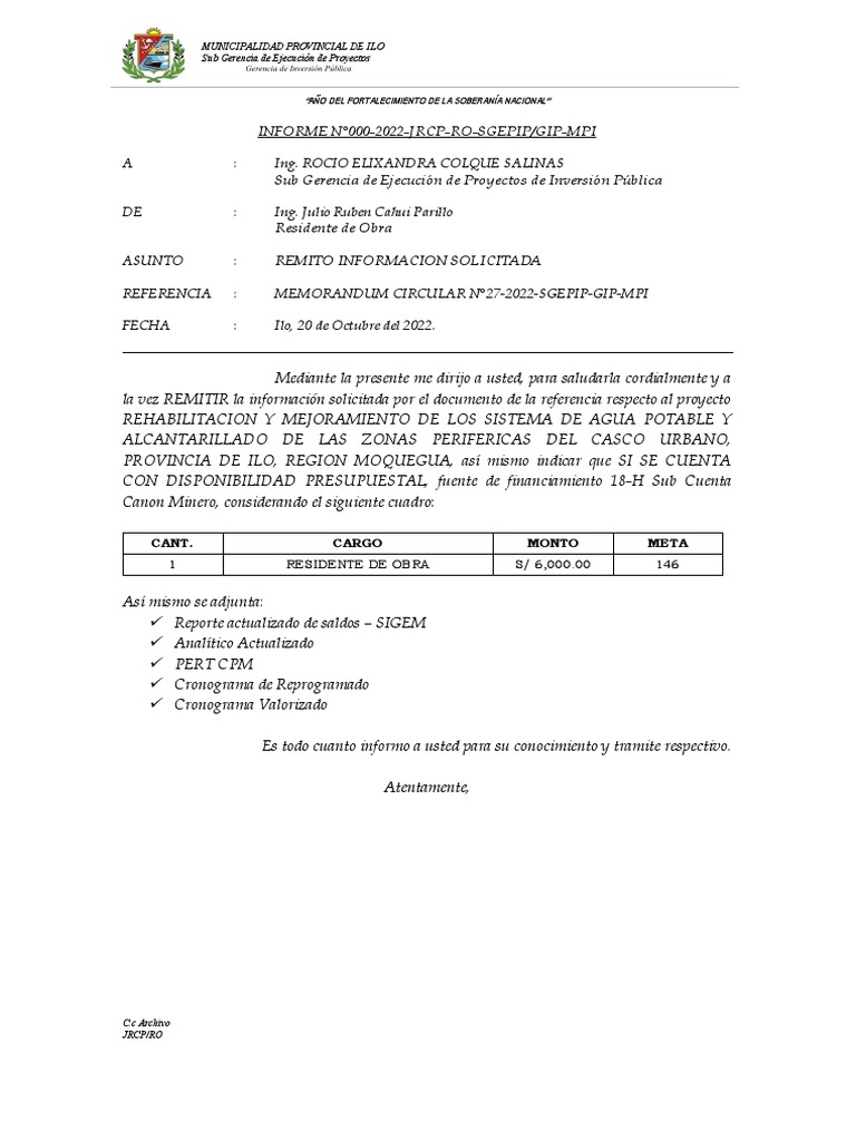 Remito de Información Solicitada | PDF | Finanzas y dinero