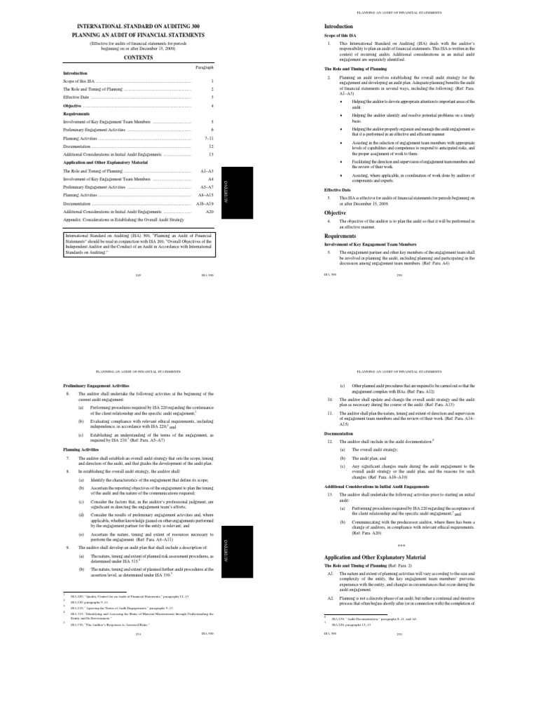 ISA 300: Audit Planning Guidelines | PDF | Audit | Financial Audit