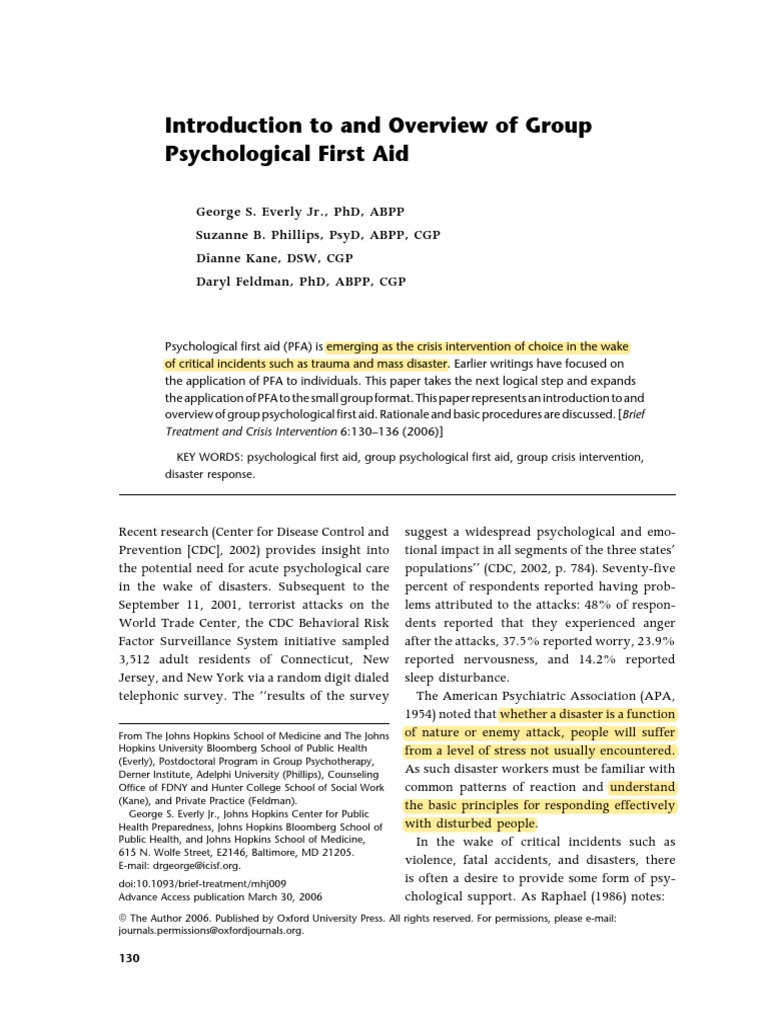 Introduction To PFA | PDF | Psychological Trauma | Psychotherapy