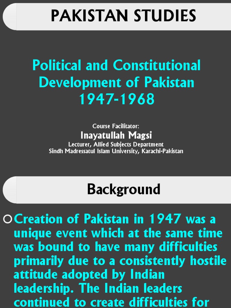 Political and Constitutional Development of Pakistan 1947-1958 | PDF ...