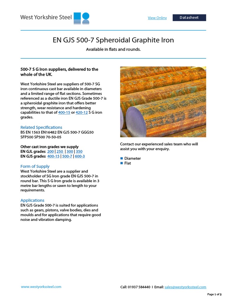 En Gjs 500 7 SG Iron | PDF | Iron | Cast Iron