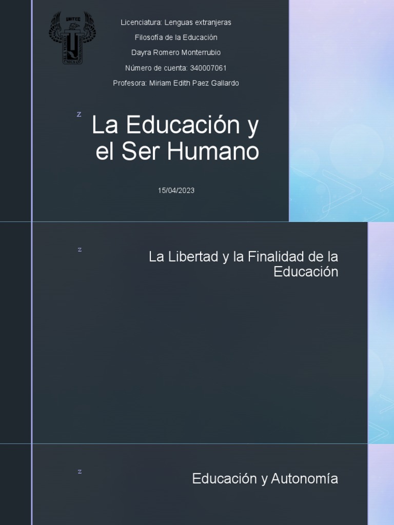 La Educación y el Ser Humano | PDF