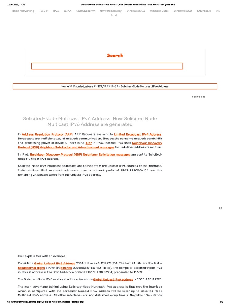 Solicited-Node Multicast IPv6 Address, How Solicited Node Multicast ...