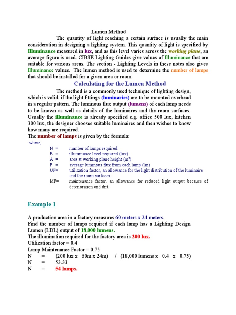 Lumen Method | PDF | Lighting | Electromagnetic Spectrum