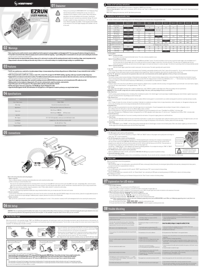 Hobbywing EZRUN MAX8 G2 ESC - Manual | PDF | Electric Motor | Brake
