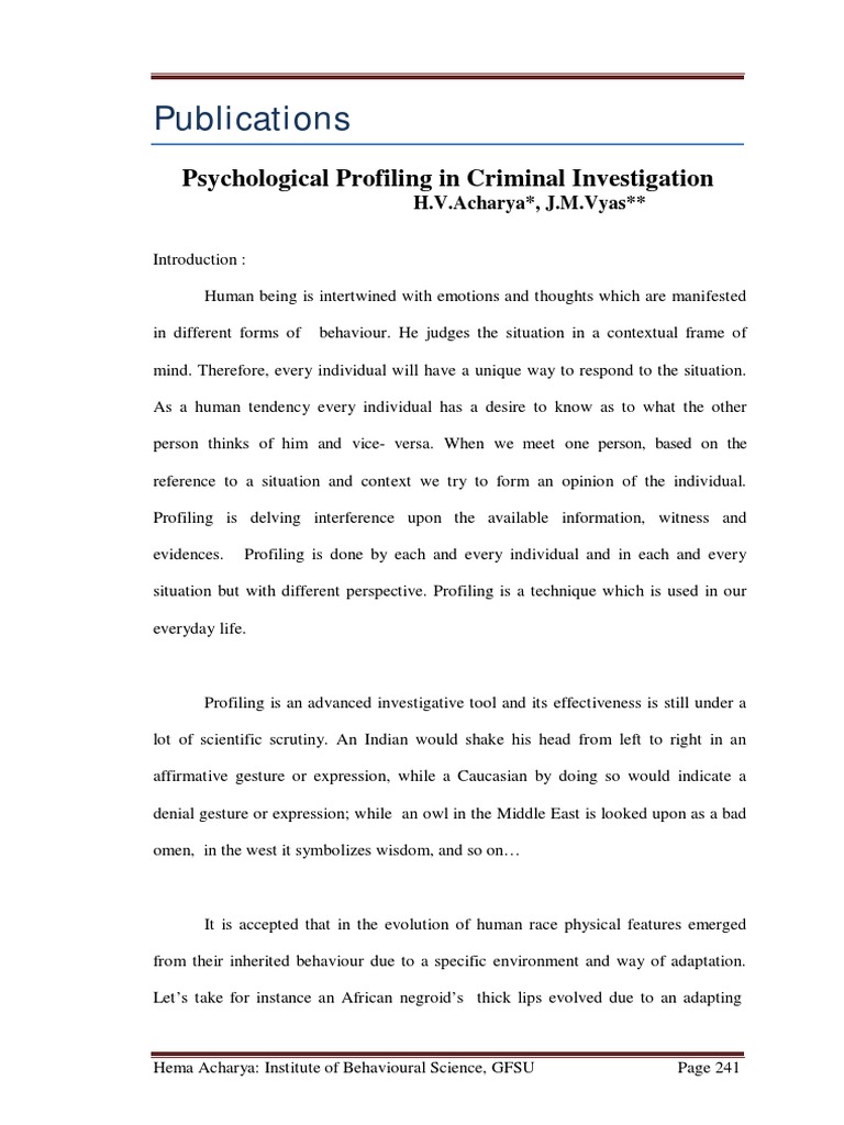 Psychological Profiling in Criminal Inve | PDF | Offender Profiling | Cybercrime