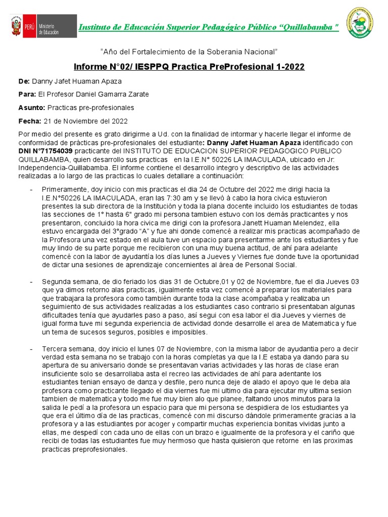 Informe 02 | PDF | Aprendizaje