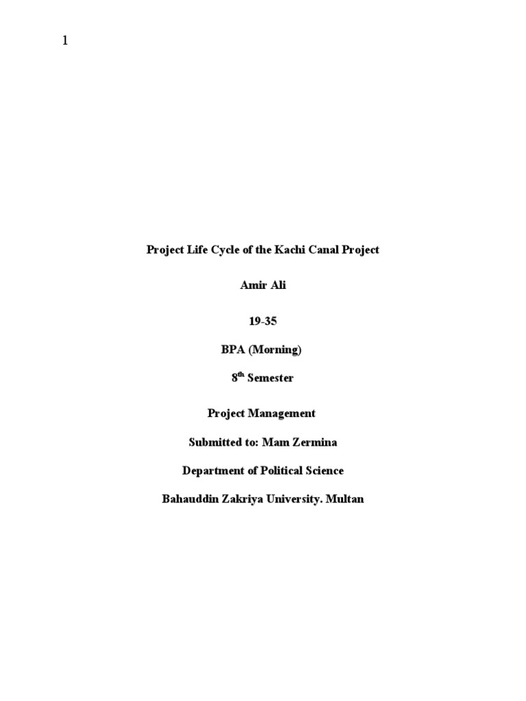 Kachi Canal Project Lifecycle Overview | PDF | Project Management ...