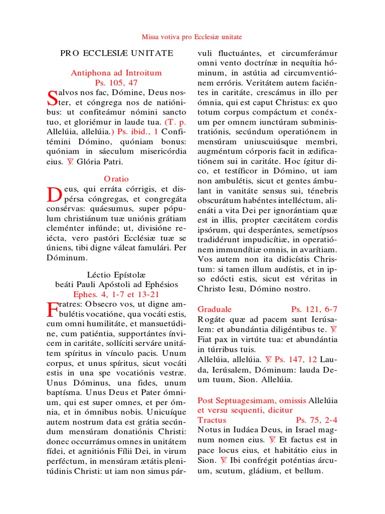 Missa Votiva Pro Ecclesiae Unitate | PDF