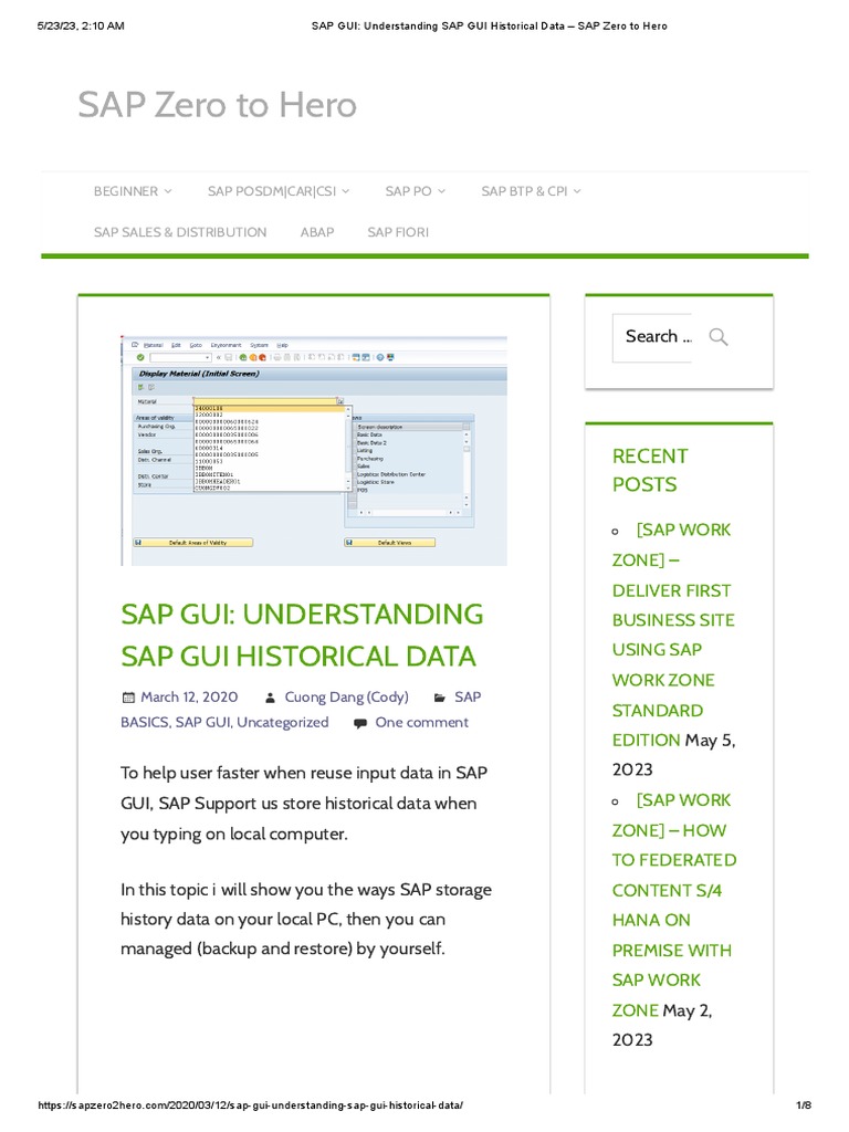 SAP GUI - Understanding SAP GUI Historical Data - SAP Zero To Hero ...
