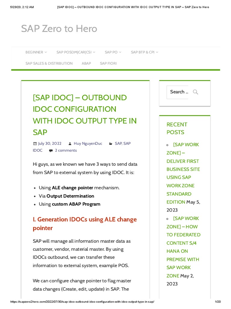 (SAP IDOC) - OUTBOUND IDOC CONFIGURATION WITH IDOC OUTPUT TYPE IN SAP - SAP Zero To Hero | PDF ...