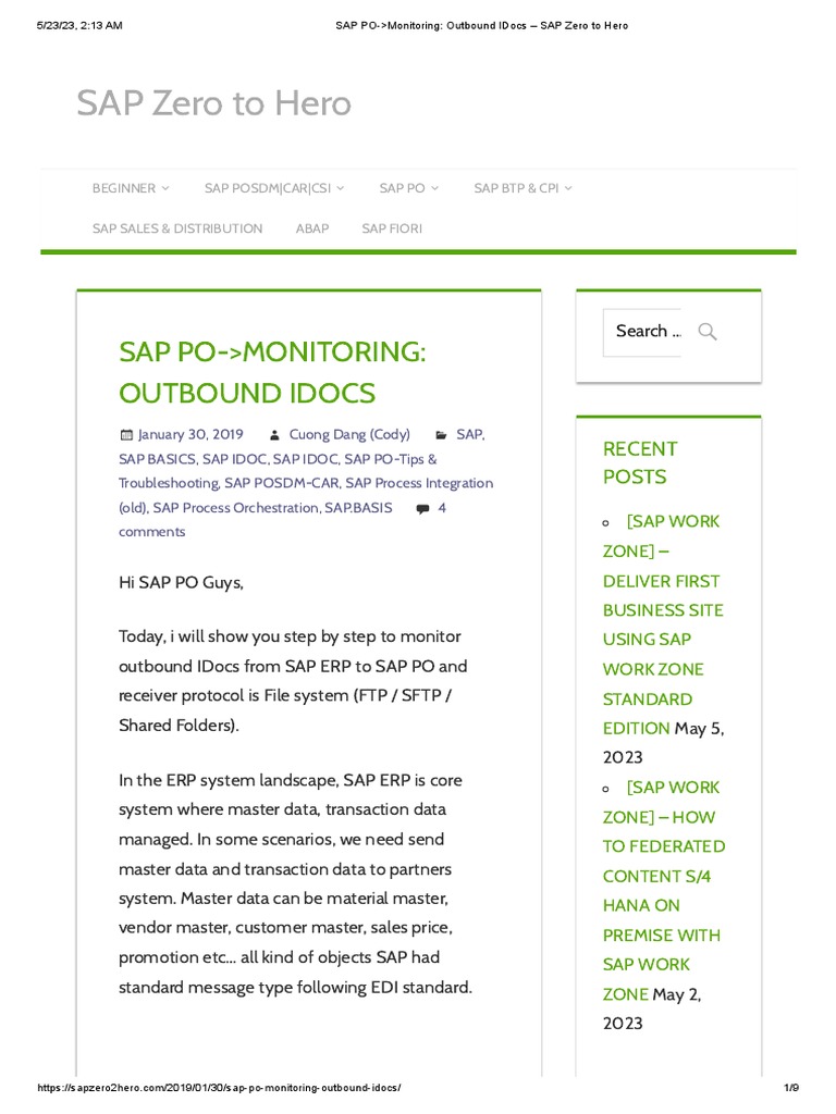 SAP PO - Monitoring - Outbound IDocs - SAP Zero To Hero | PDF | Computer Engineering | Computing