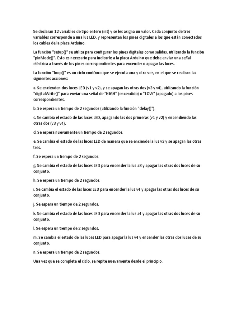 Explicacion Codigo Semaforo | PDF