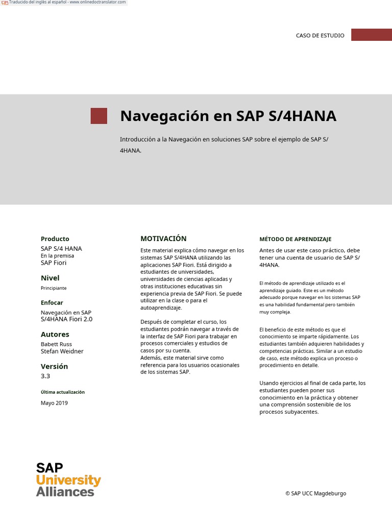 Intro S4HANA Using Global Bike Navigation Course Fiori en V3.3.en - Es | Descargar gratis PDF ...