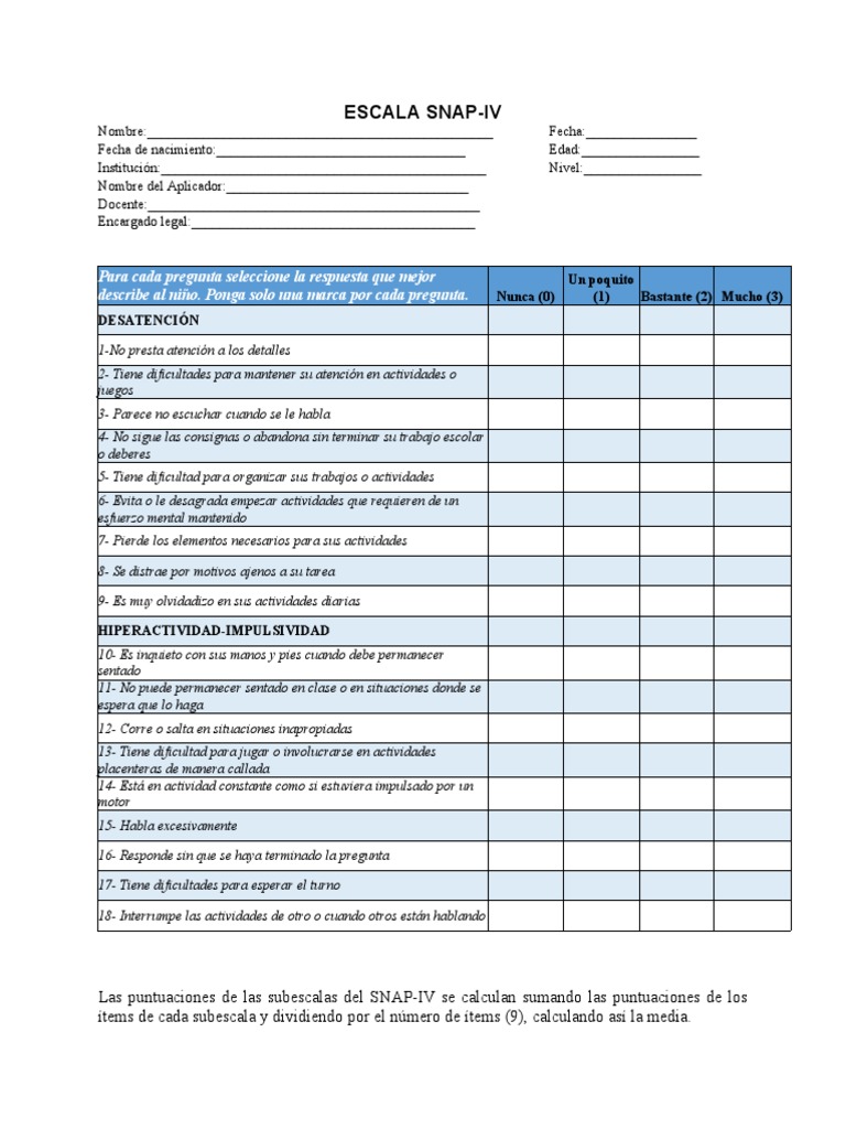 Escala SNAP | PDF
