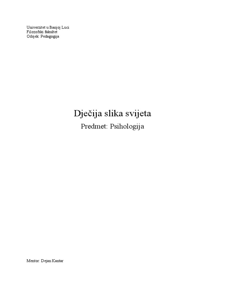 Djecija Slika Svijeta | PDF