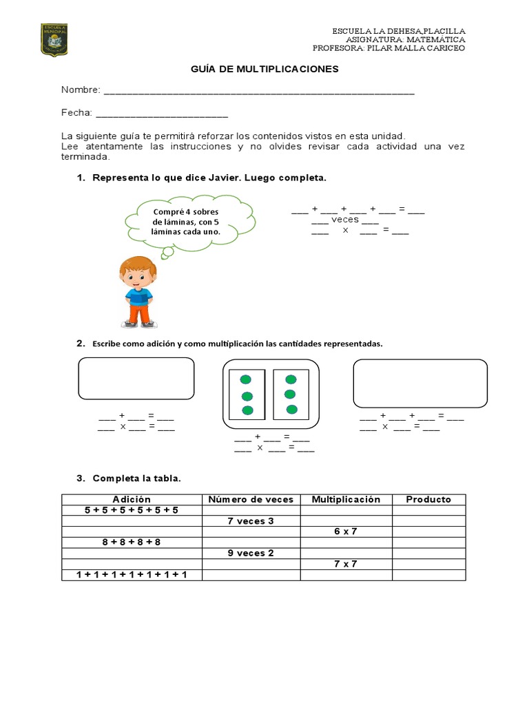 Guía de Multiplicaciones para Tercer Grado | PDF | Matemáticas