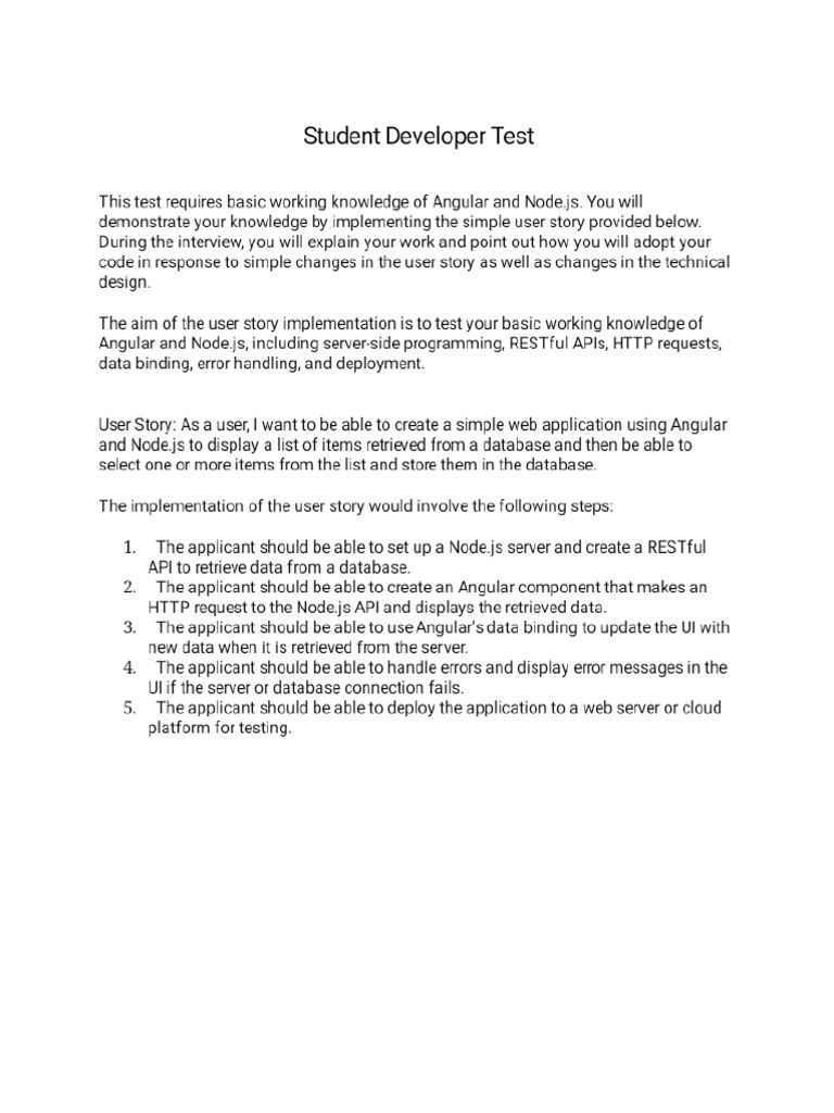 Student Developer Test | PDF