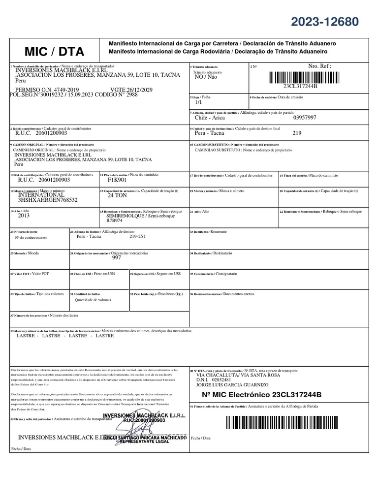 Mic / Dta | PDF | Gestión de la cadena de suministro | Transporte de mercancías