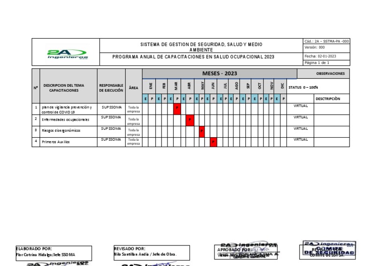Programa Capacitacion Salud | PDF | La seguridad | Seguridad y salud ocupacional
